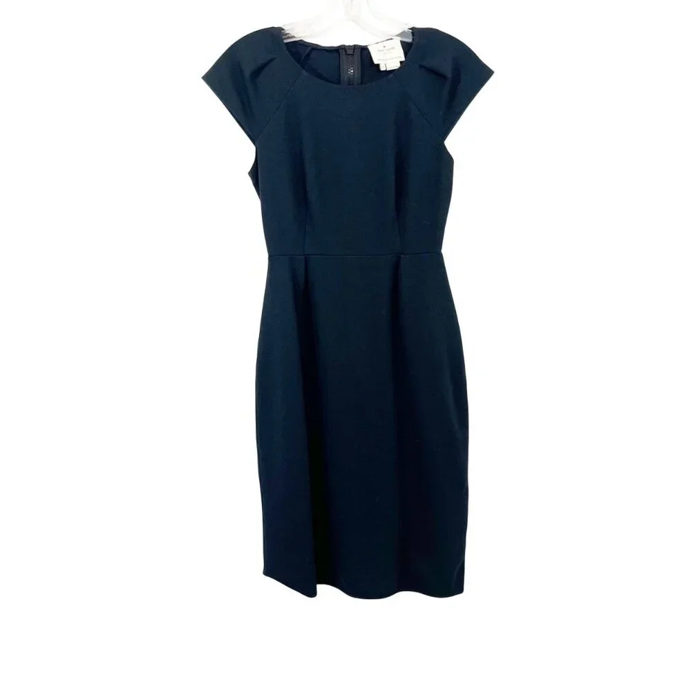 kate spade | Dresses | Kate Spade Black Ponte Cap Sleeve Sheath Dress ...